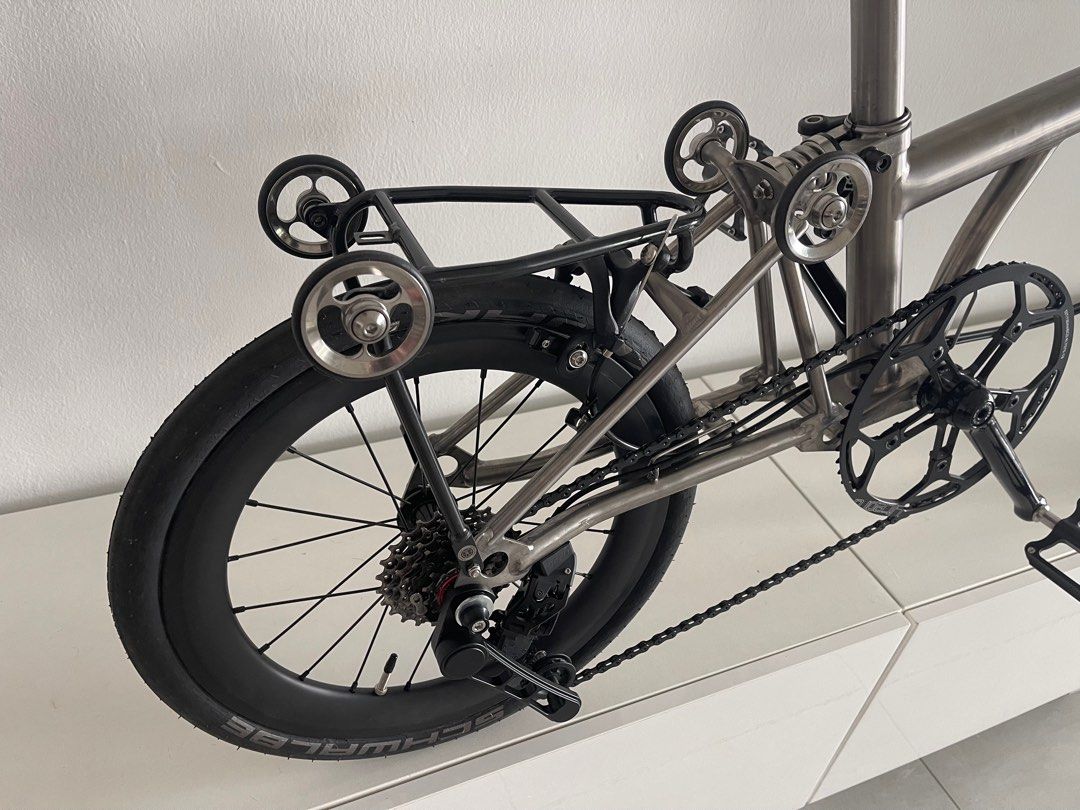 Aceoffix Full Titanium Foldable Bike Comparable with Bompton T-Line ...