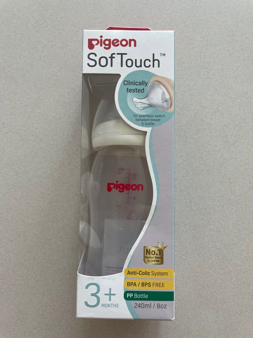 BNIB Pigeon SofTouch 240ml Bottle, Babies & Kids, Nursing & Feeding ...