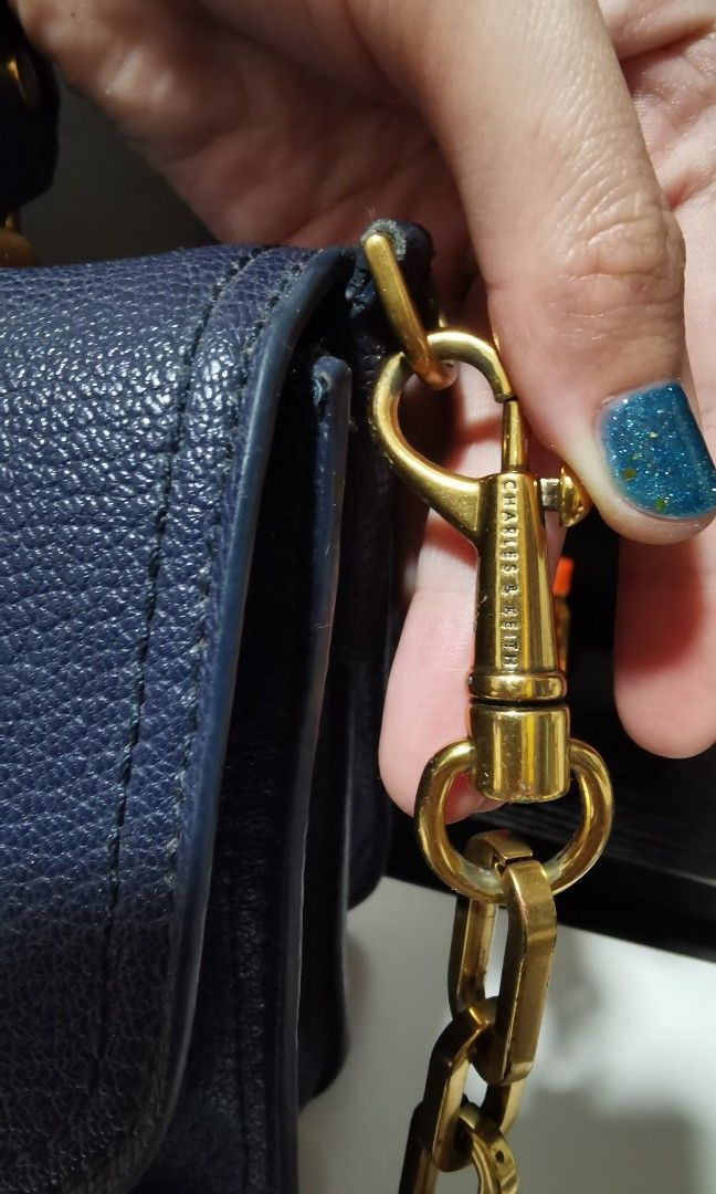 SOLD Charles and Keith C&K Resin Effect Top Handle Gold Chain Crossbody ...