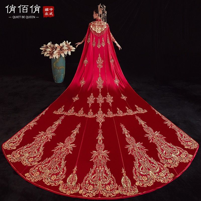 Chinese Gown tail Give Tea gown long tail, Women's Fashion, Dresses ...