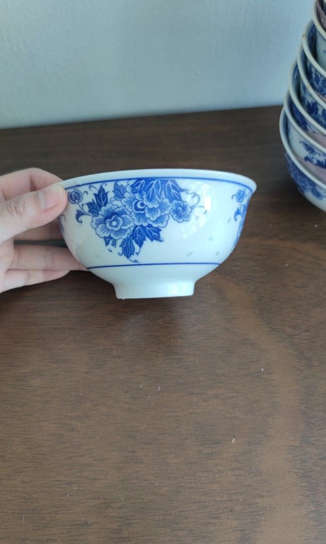 Chinese rice bowl - traditional blue design with rice grain, Furniture ...