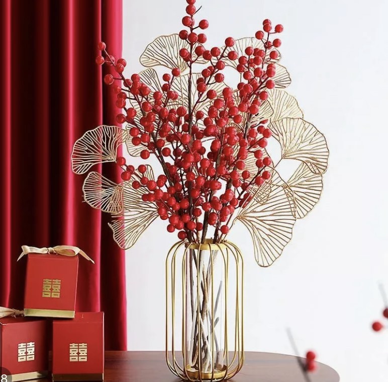 CNY gold fan decor, Furniture & Home Living, Home Decor, Artificial ...
