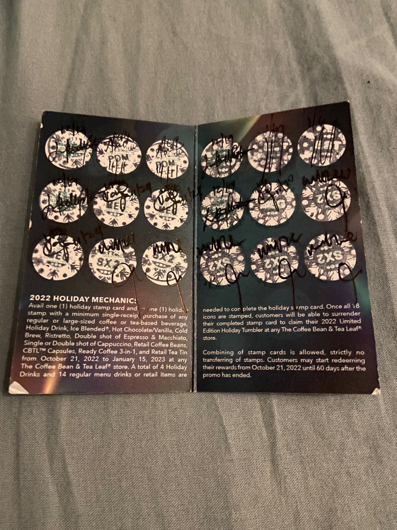 Coffee Bean Tea Leaf CBTL Sticker Stamp Card 2022, Tickets & Vouchers ...