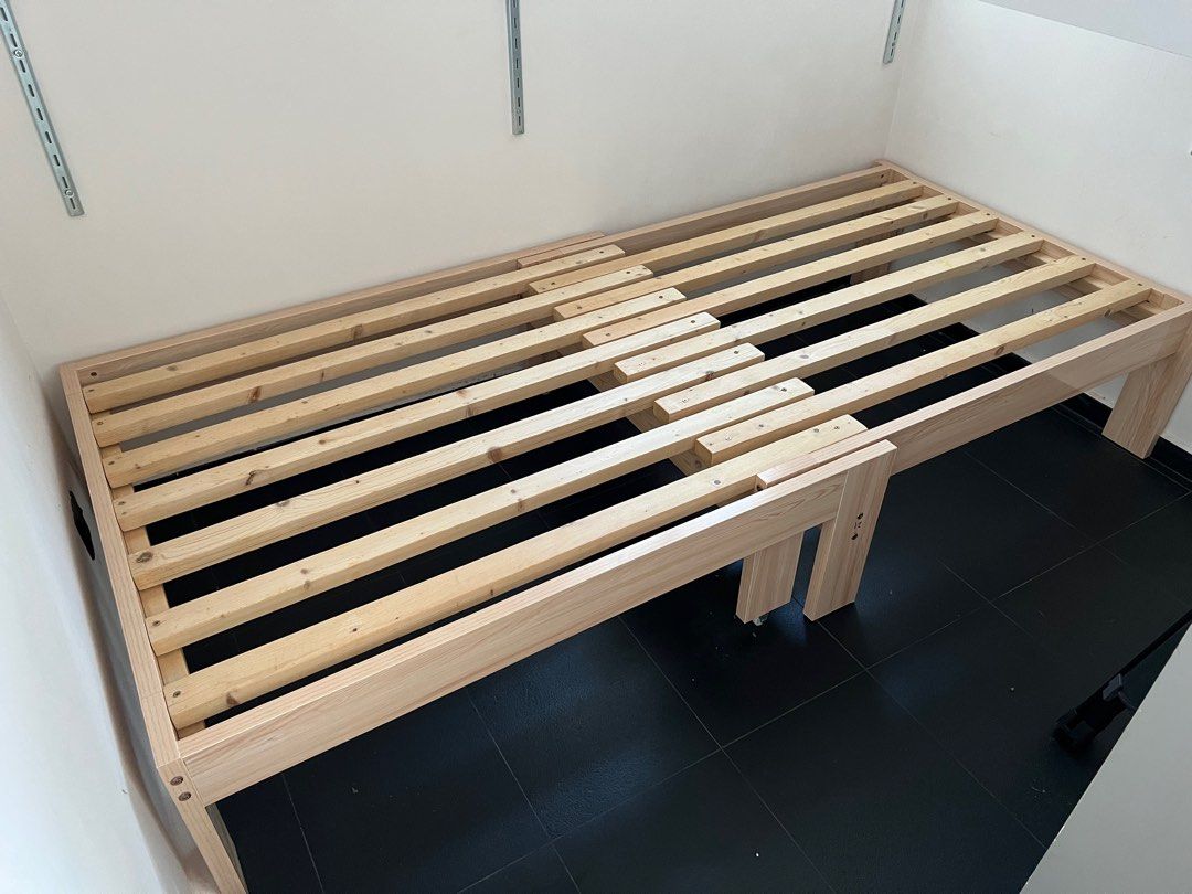 Collapsible/ Adjustable Single Bed Frame, Furniture & Home Living ...