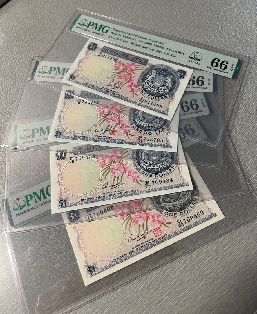 COMPLETE SET OF 4 SIGNATURES ORCHID SERIES $1 PMG 66 EPQ GEM UNCIRCULATED, Hobbies & Toys ...