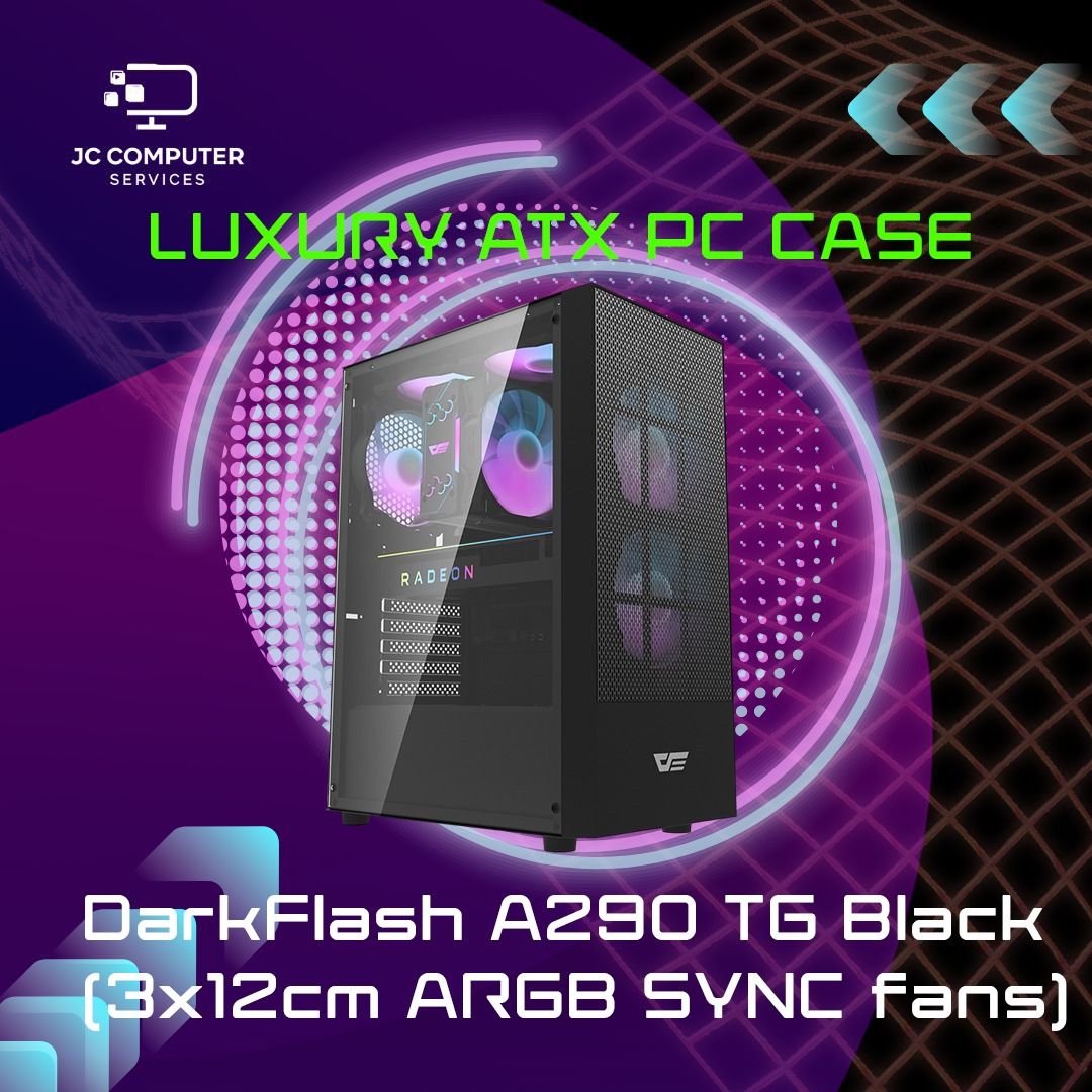 DarkFlash A290 TG Black (3x12cm ARGB SYNC fans), Computers & Tech ...