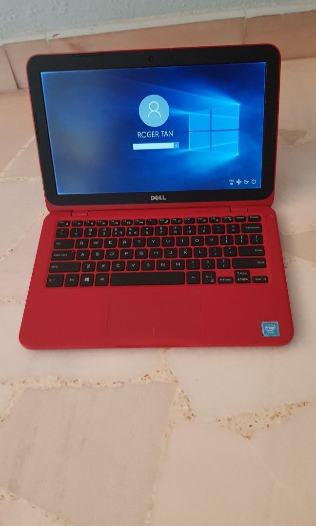 DELL INSPIRON P24T 11.6". HD RED LAPTOP.INTEL.N3050.2GB RAM.32GBEMMC ...