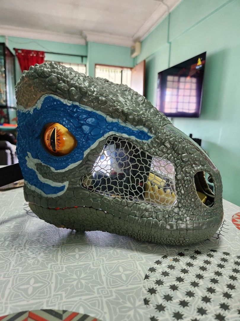Dinosaur mask....velociraptor blue from jurassic world, Hobbies & Toys ...