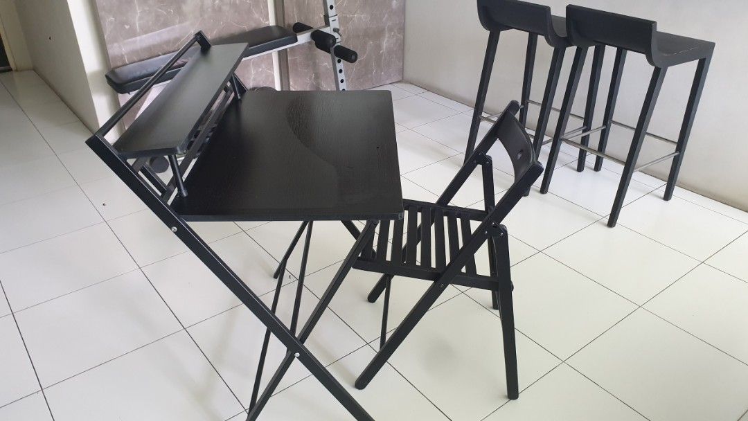 Foldable computer table and chair, Furniture & Home Living, Furniture ...