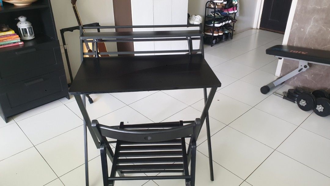 Foldable computer table and chair, Furniture & Home Living, Furniture ...