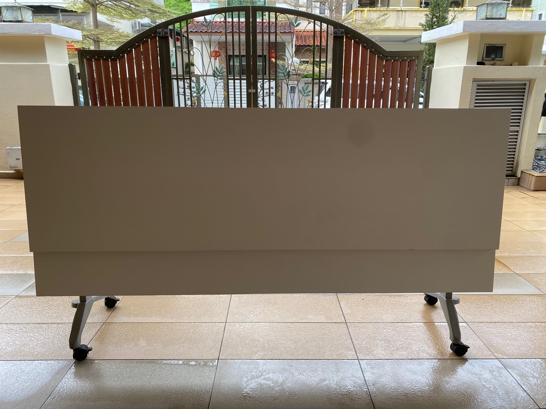 Foldable office table with wheels, Furniture & Home Living, Furniture ...