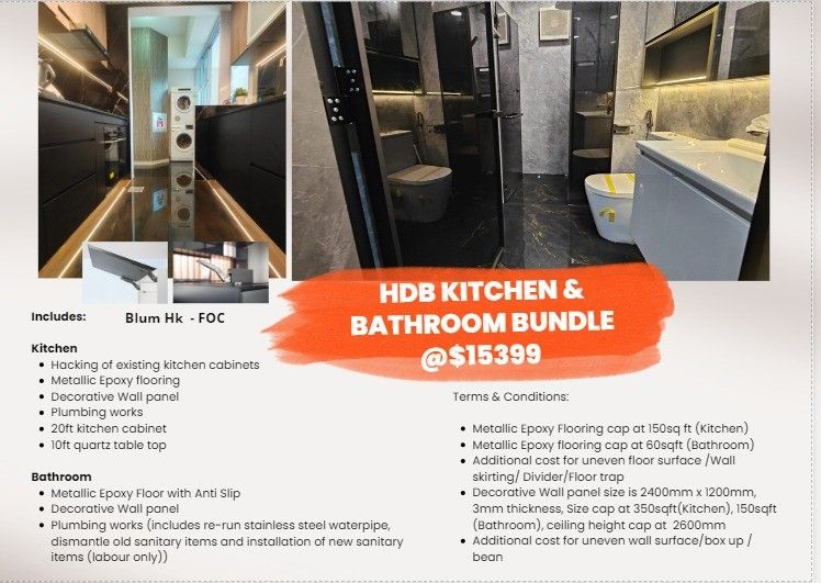 Hdb license direct contractor/ hacking/ metallic epoxy/ decorative wall ...