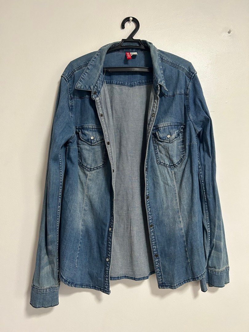 HNM denim long sleeves, Women's Fashion, Coats, Jackets and Outerwear ...