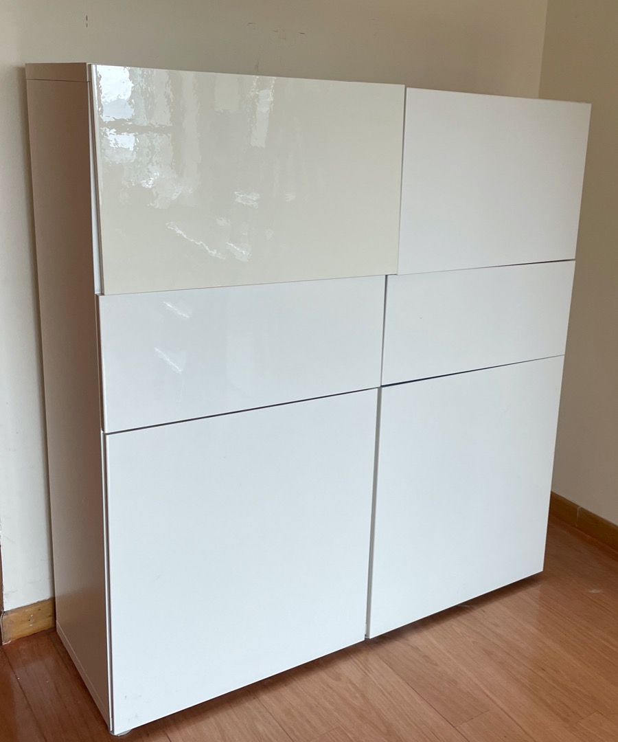 Ikea BestA 130cm height Cabinet x 2 pc., 傢俬＆家居, 傢俬, 櫃子、組合櫃及置物架 - Carousell