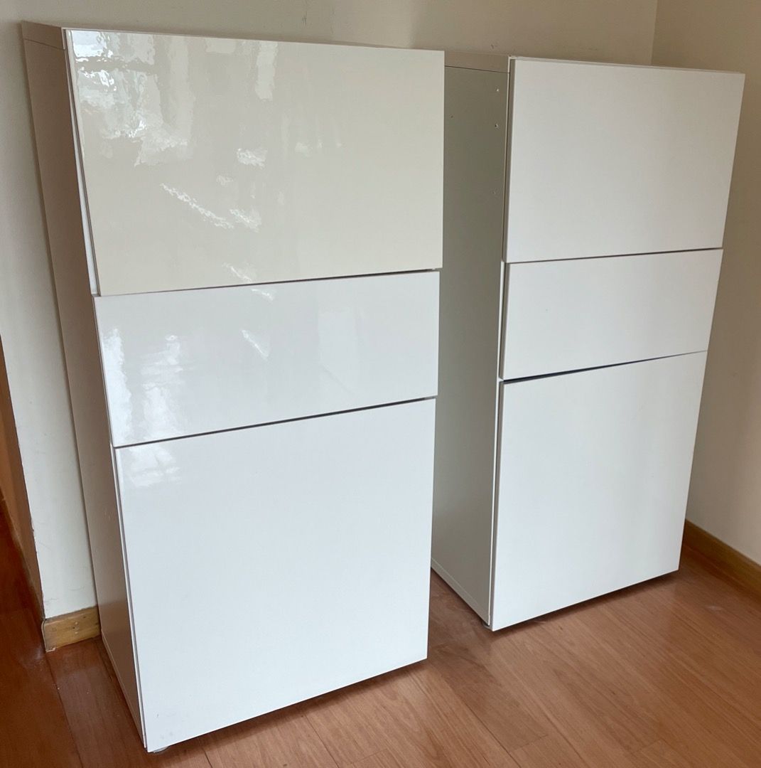 Ikea BestA 130cm height Cabinet x 2 pc., 傢俬＆家居, 傢俬, 櫃子、組合櫃及置物架 - Carousell