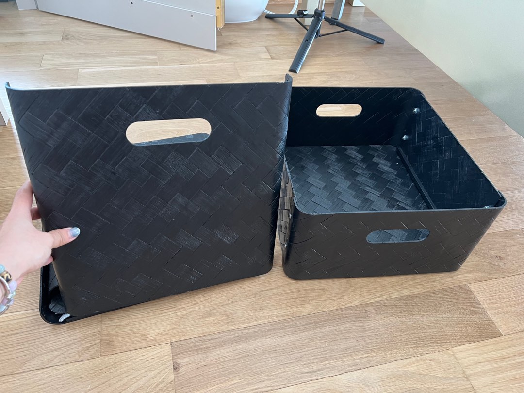 Ikea black bamboo boxes, Furniture & Home Living, Home Improvement ...