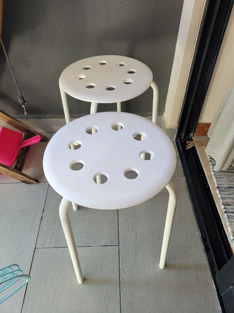 IKEA stool chair Marius white, Furniture & Home Living, Furniture ...