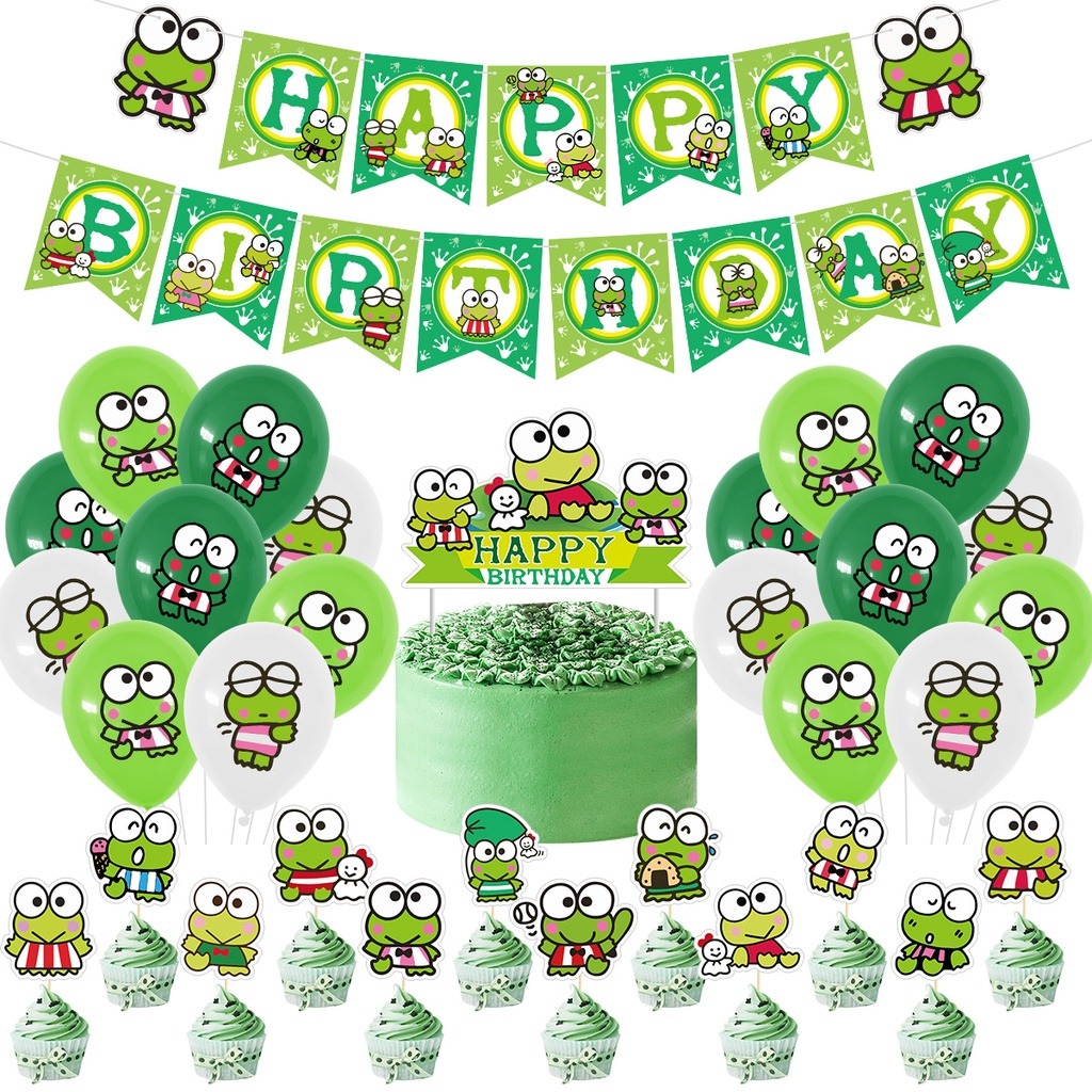 KEROKERO KEROPPI Frog Balloons banner cake toppers Birthday Party ...