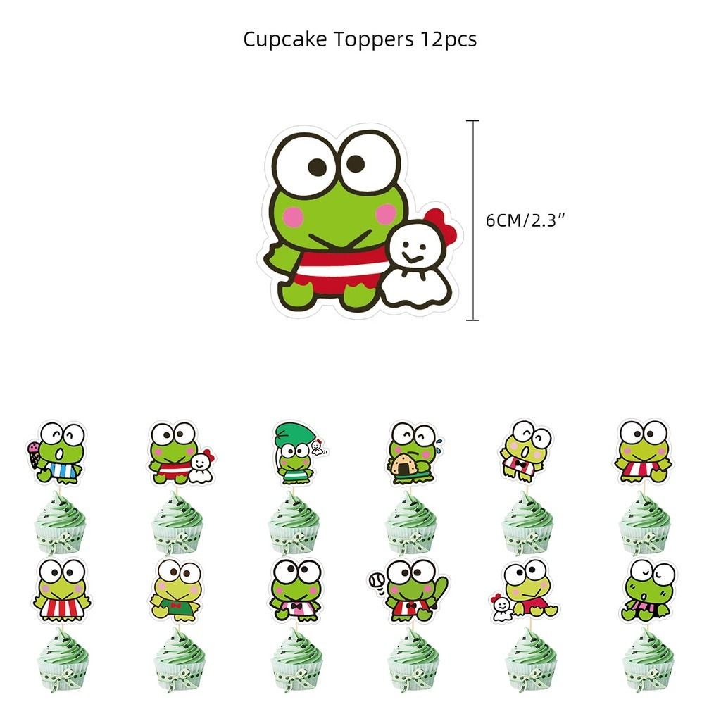 KEROKERO KEROPPI Frog Balloons banner cake toppers Birthday Party ...