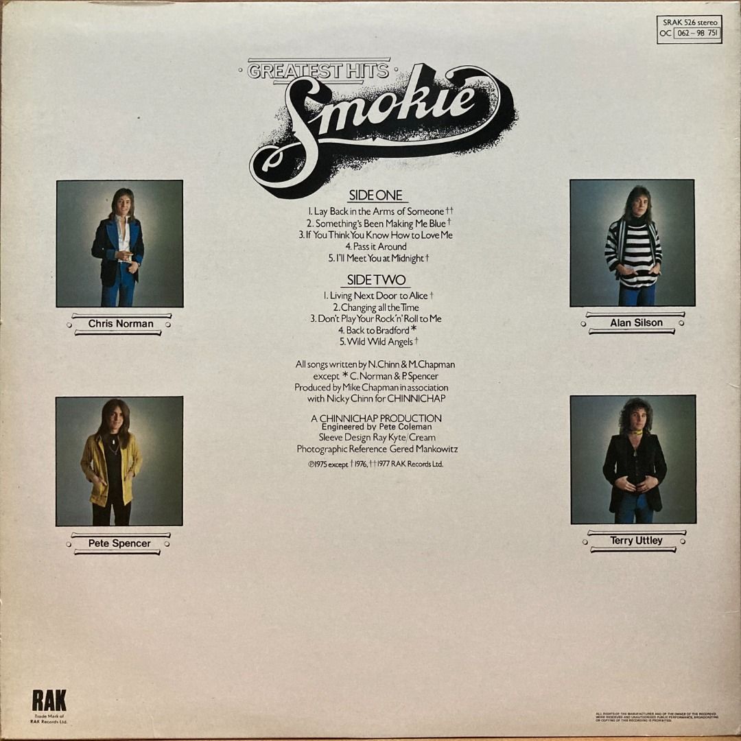 LP 黑膠唱片 Smokie Greatest Hits, 興趣及遊戲, 音樂、樂器 & 配件, 音樂與媒體 - 黑膠碟 - Carousell