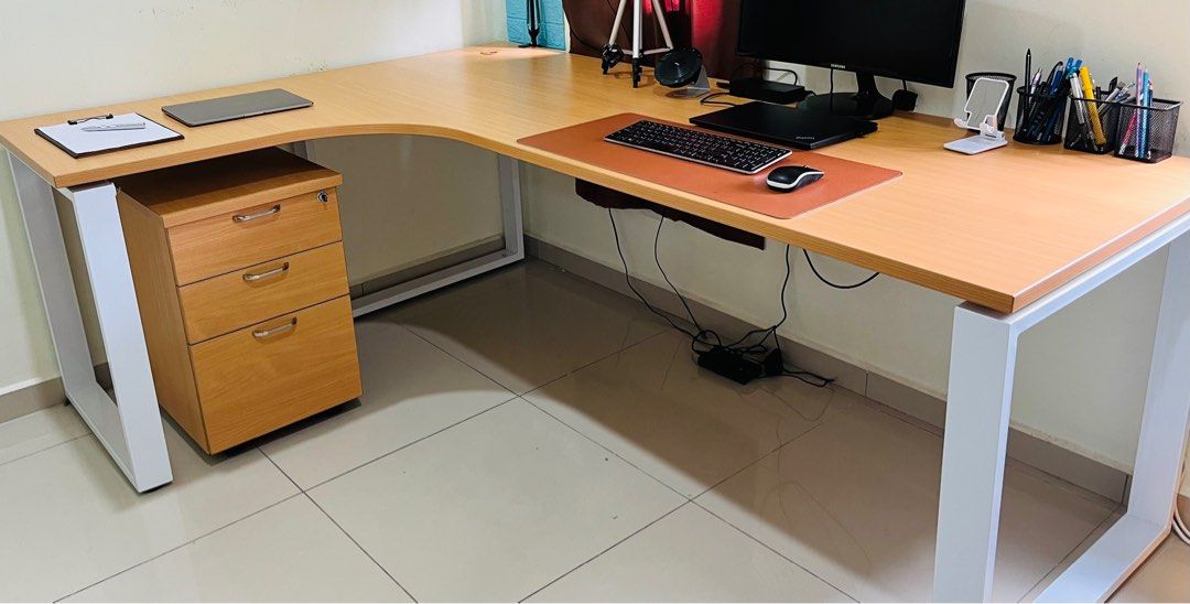 SQL Executive L-Shape Office Table (Left Side) with 3 Drawer Mobile ...