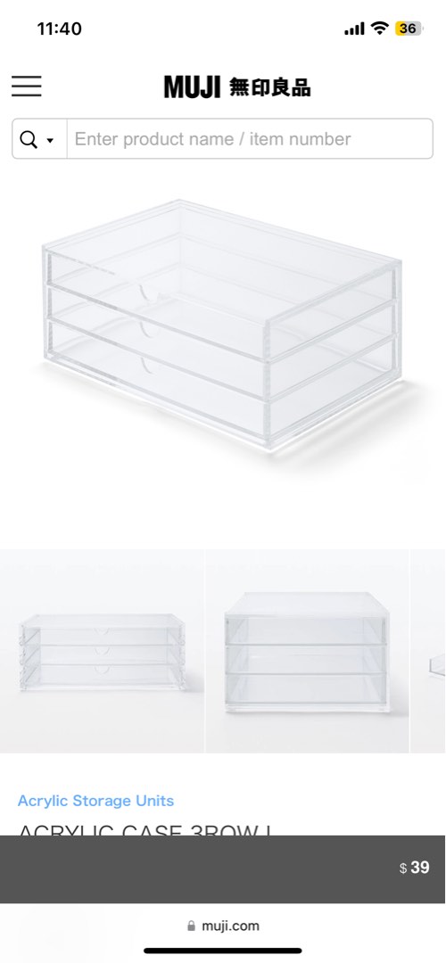 Muji acrylic case 3 row L 2, Furniture & Home Living, Home Improvement ...
