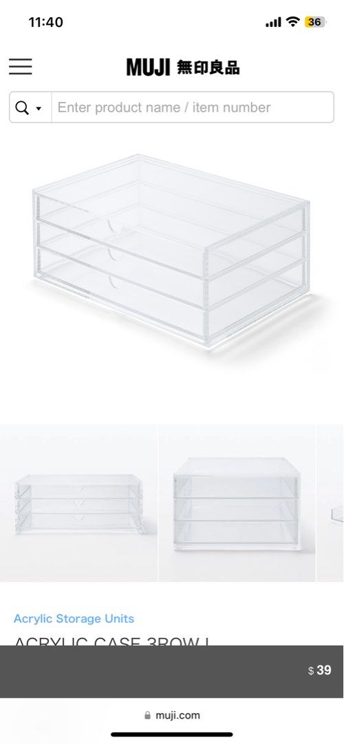 Muji acrylic case 3 row L 2, Furniture & Home Living, Home Improvement ...