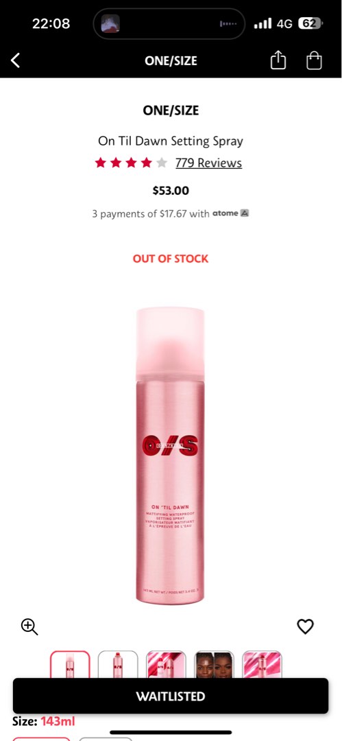 ONE SIZE ON TIL DAWN SETTING SPRAY, Beauty & Personal Care, Face ...