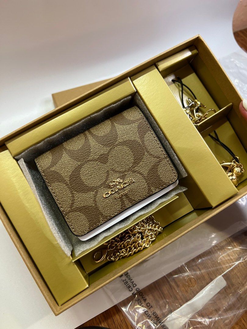 Original Coach Boxed Signature Mini Wallet On A Chain, Luxury, Bags ...