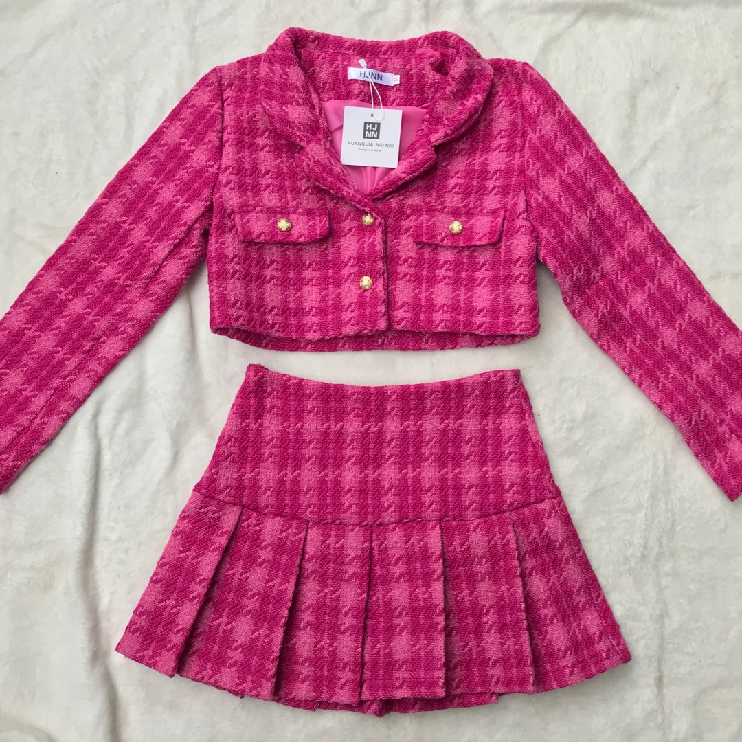 Pink Tweed Coords, Women's Fashion, Dresses & Sets, Sets or Coordinates ...