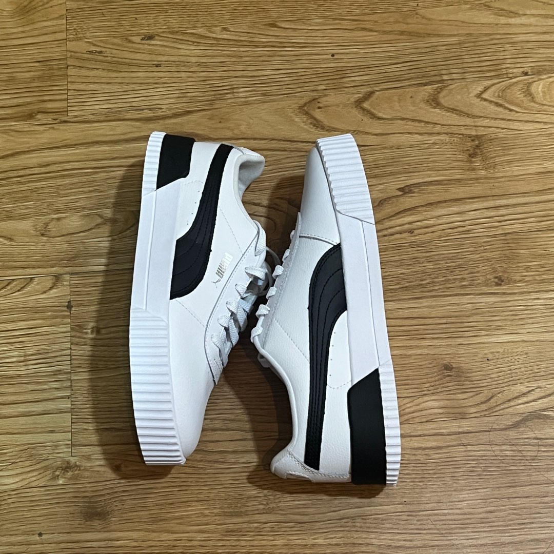PUMA CARINA LEATHER WHITE SNEAKERS, Women's Fashion, Footwear, Sneakers ...