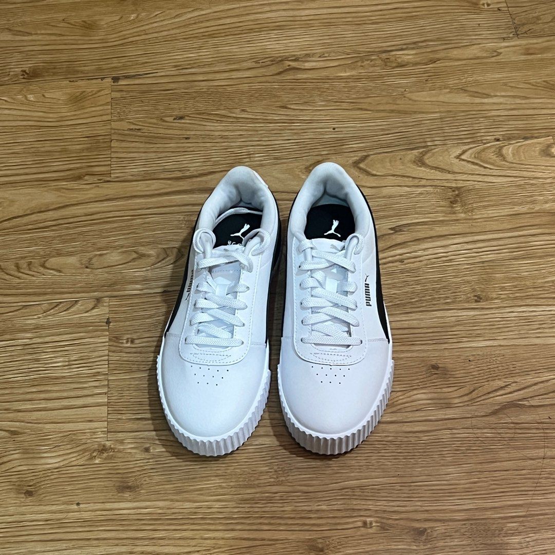 PUMA CARINA LEATHER WHITE SNEAKERS, Women's Fashion, Footwear, Sneakers ...