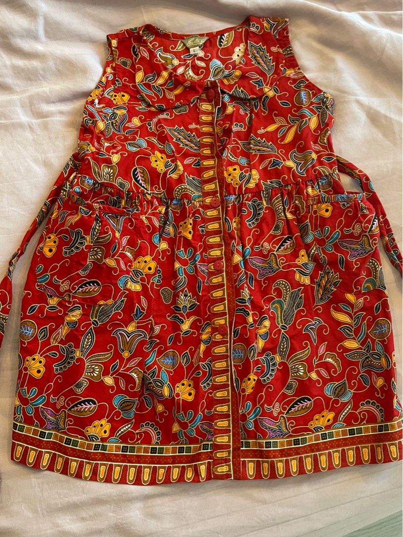 Red Batik Dress for CNY, Babies & Kids, Babies & Kids Fashion on Carousell