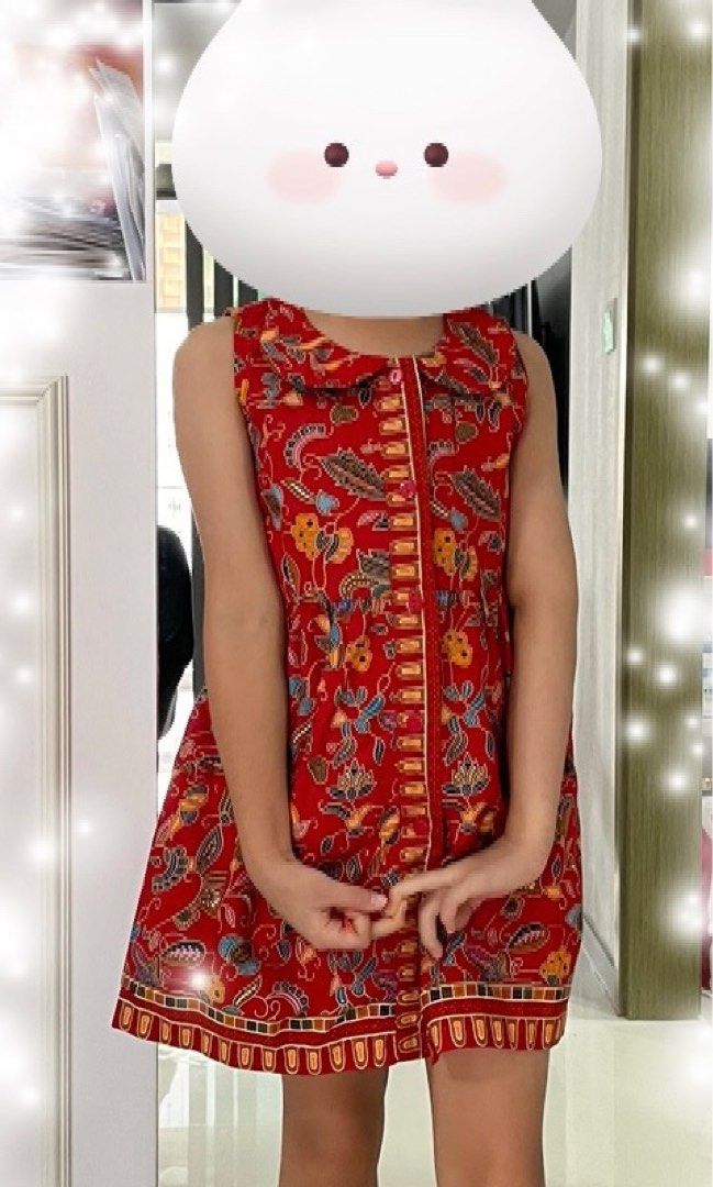 Red Batik Dress for CNY, Babies & Kids, Babies & Kids Fashion on Carousell