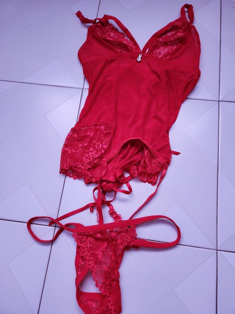 Red lingerie set, Women's Fashion, New Undergarments & Loungewear on ...