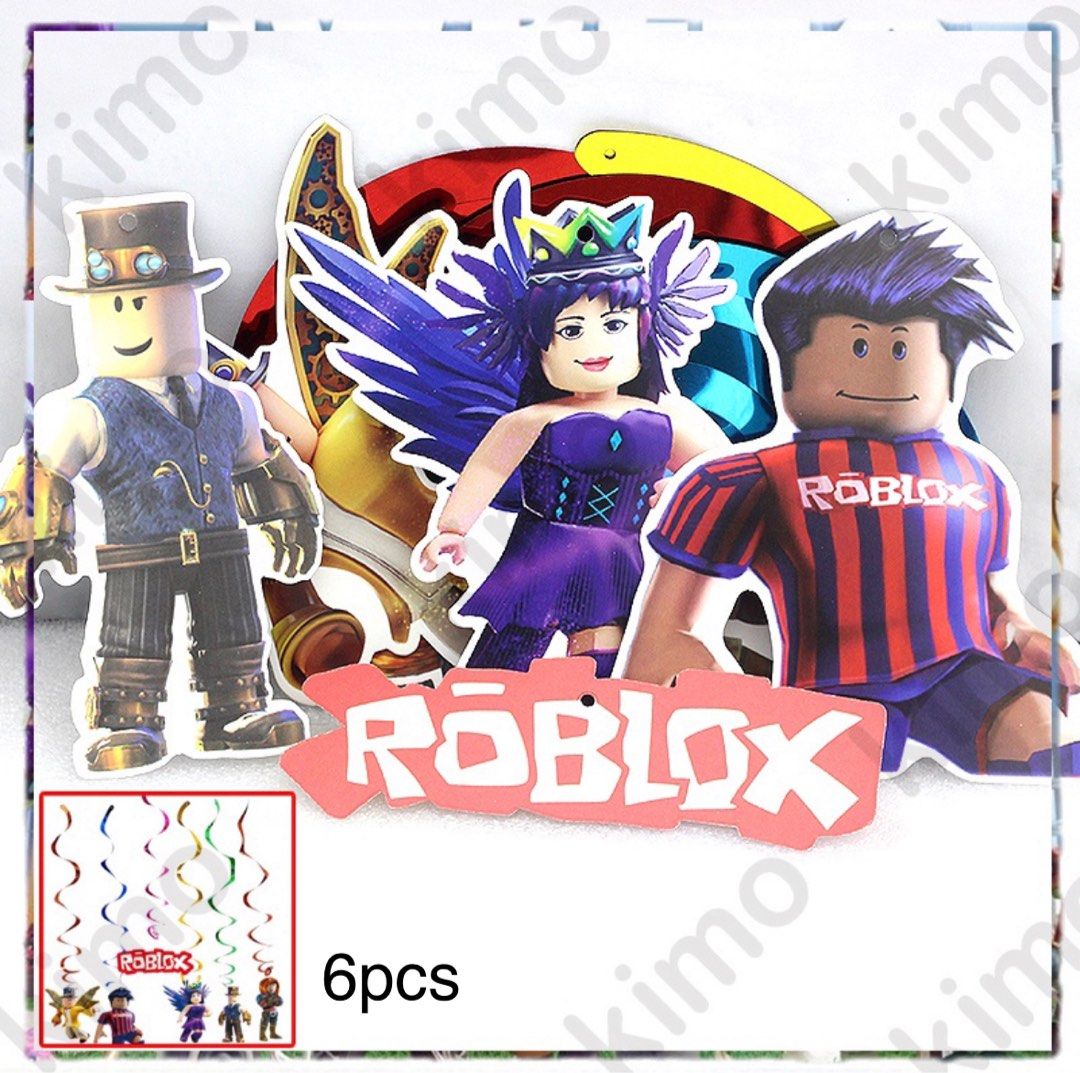 Roblox Birthday Party Decorations Suspensions Streamers Cake Topper ...