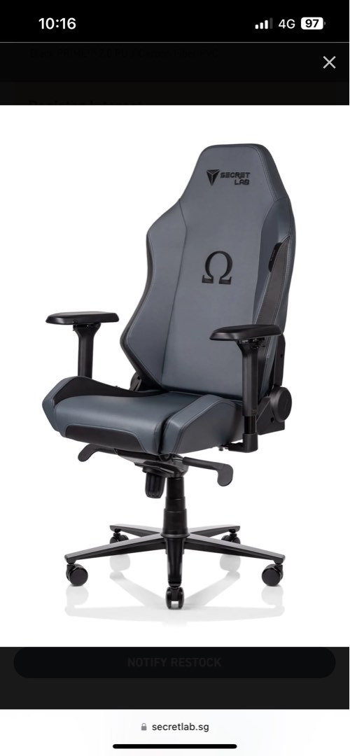 Secretlab OMEGA 2020 Ash PRIME™ 2.0 PU Leather, Furniture & Home Living ...