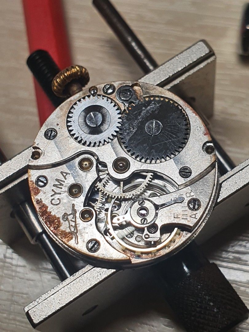 Solid 18k 100 year old Serviced Cyma trench watch manual wind vintage ...