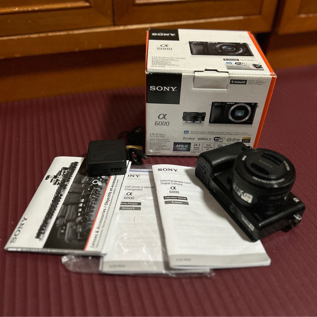 Sony A6000 with Kit Lens Battery Box Charger, Photography, Cameras on ...