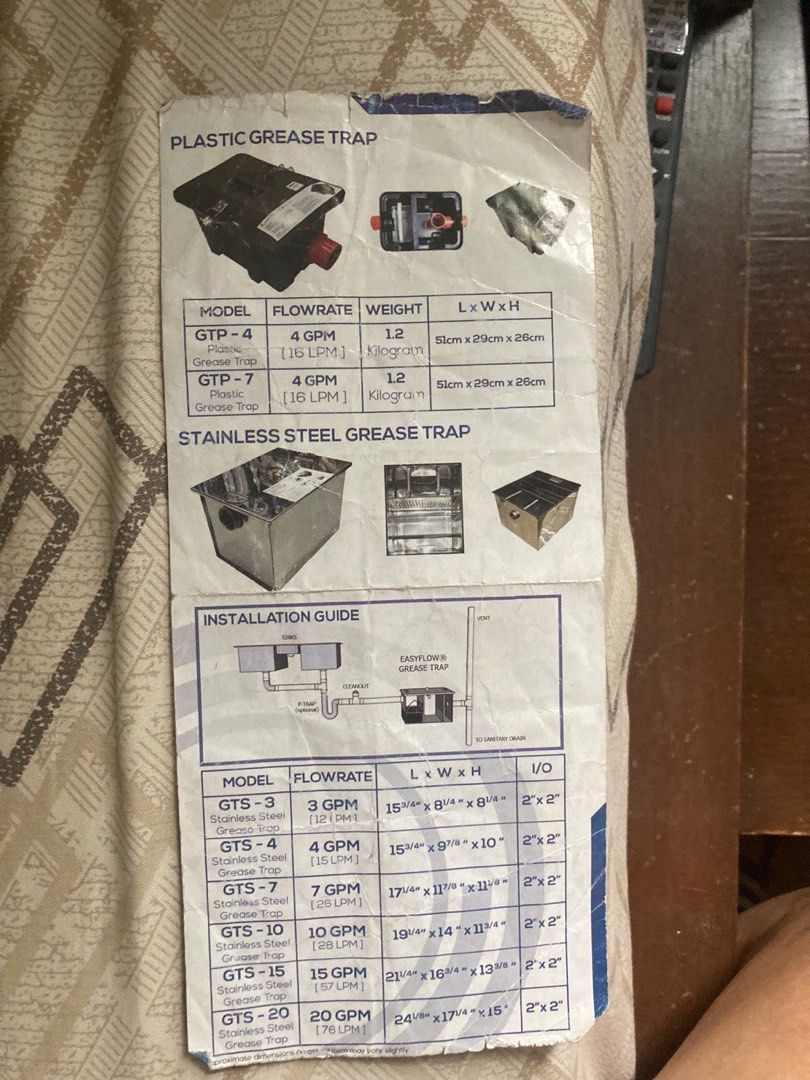 Stainless Steel Grease Trap GTS-10, Furniture & Home Living, Bathroom ...