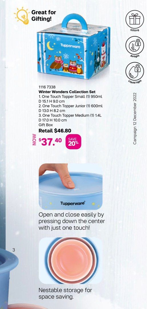 Tupperware One Touch Winter Wonders Collection Set, TV & Home ...