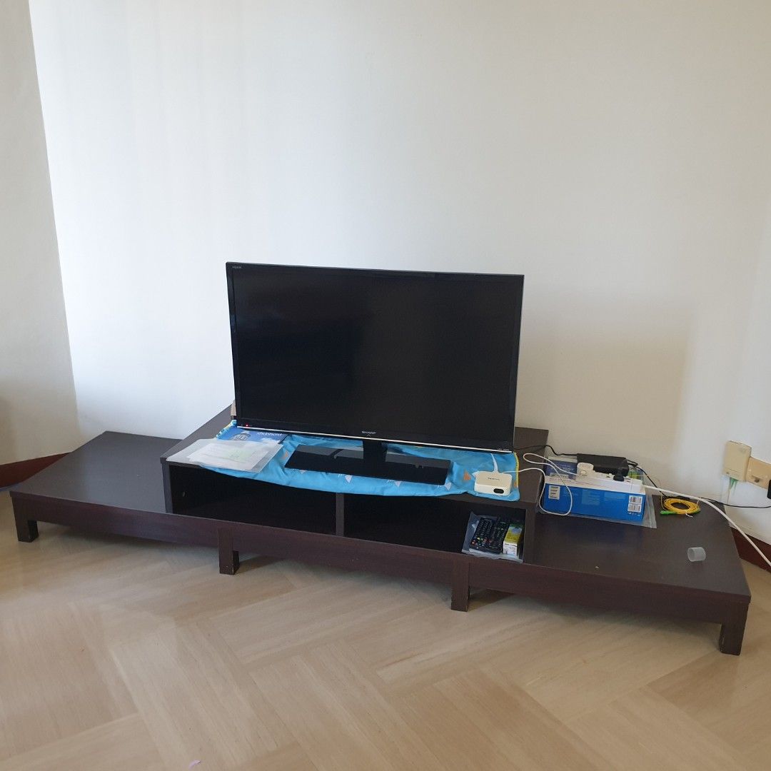 TV console $50 + 43" Sharp TV with HDMI input $40, Furniture & Home Living, Furniture, TV ...
