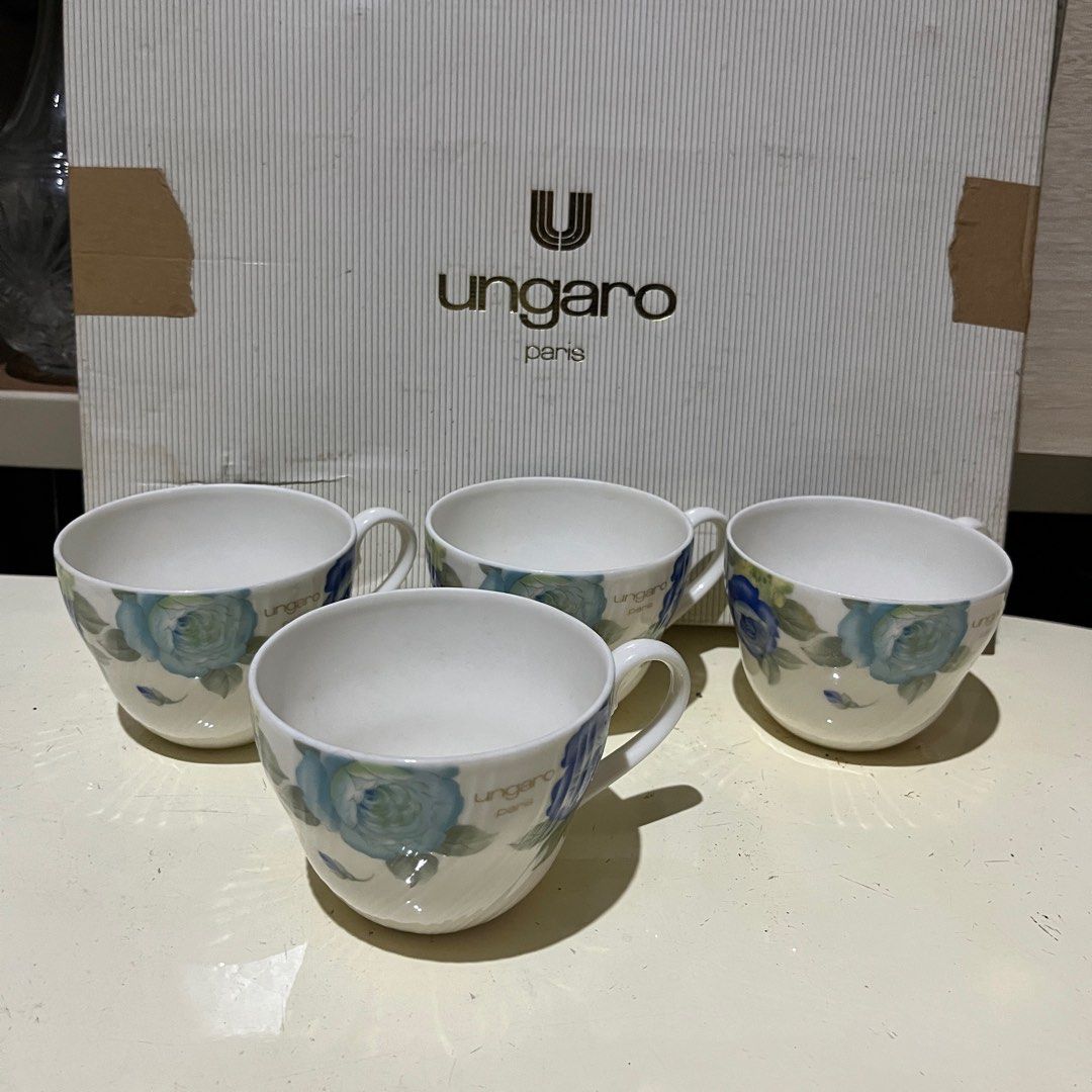 Ungaro Blue teacup only set of 4, Furniture & Home Living, Kitchenware ...