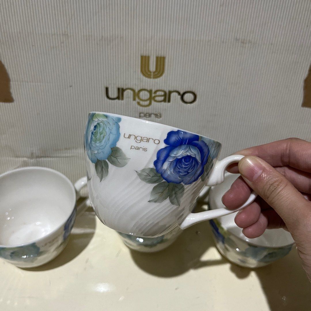 Ungaro Blue teacup only set of 4, Furniture & Home Living, Kitchenware ...