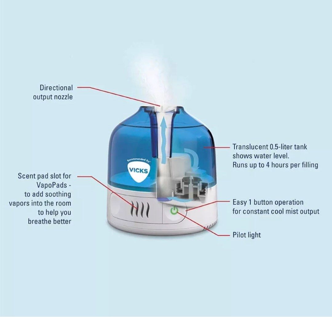 Vicks Cool Mist Ultrasonic Humidifier, TV & Home Appliances, Air ...