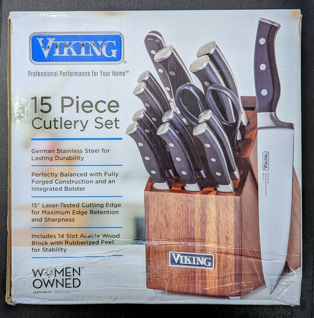 Viking Professional 15 Piece Cutlery / Knife Set with Wood Block ...