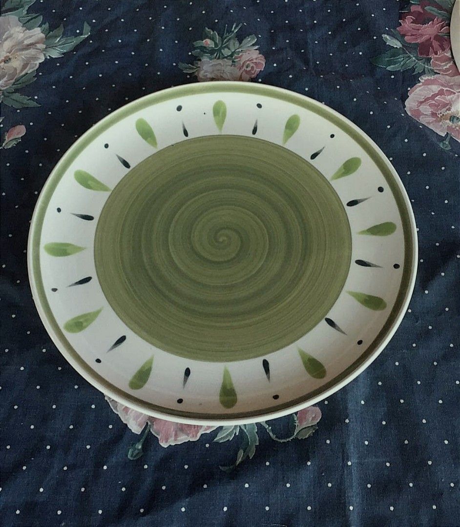 VINTAGE 1950's SAMOA GREEN KASUGA JAPAN 10.50" DINNER PLATE OVEN ...