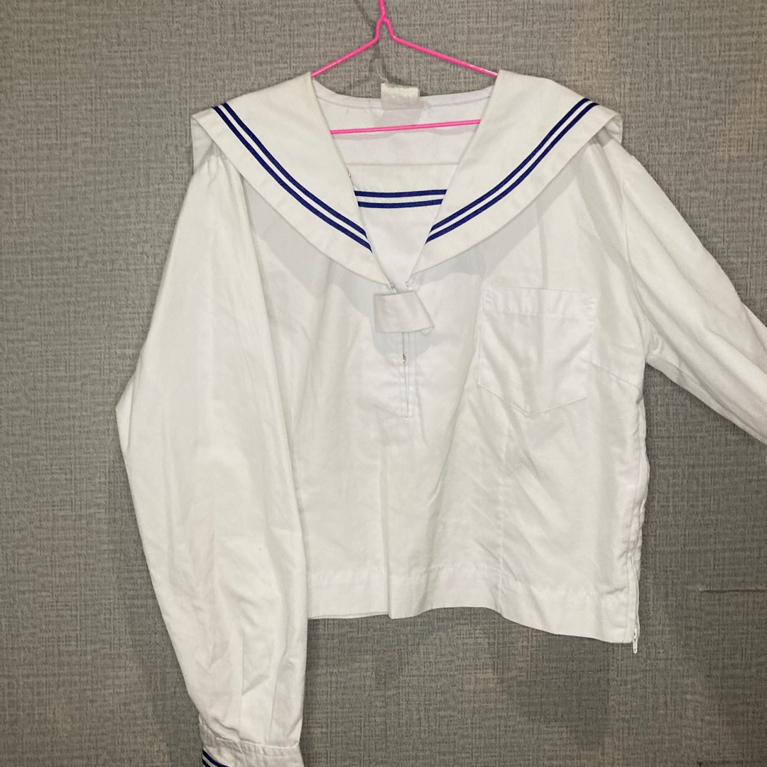 White and Navy Blue Sailor Top (Japanese uniform, Seifuku), Women's ...
