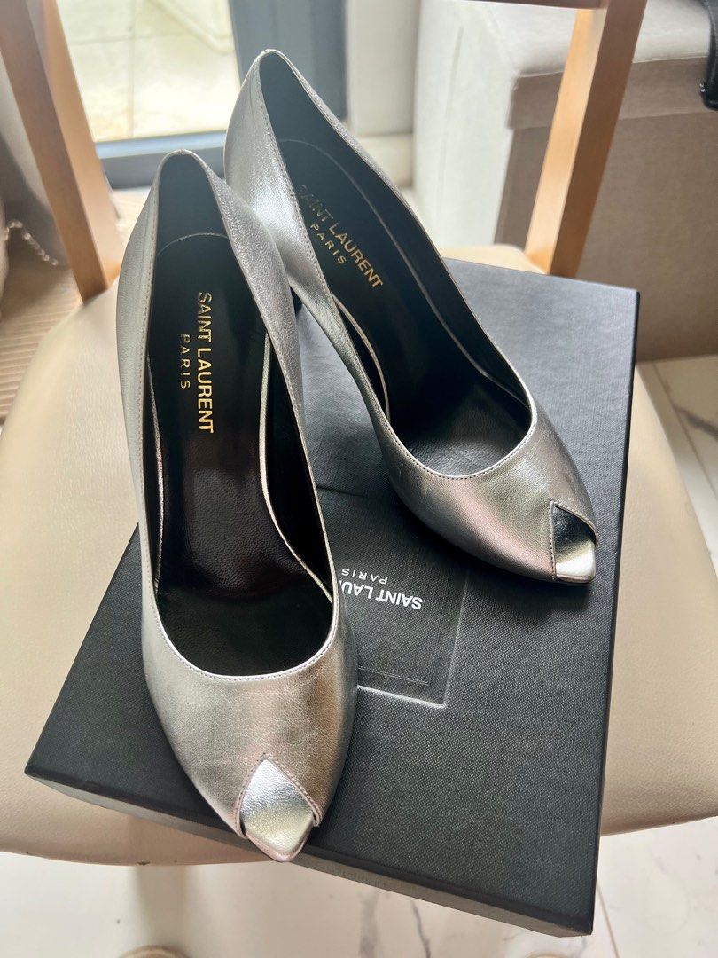 YSL Silver Pumps, Luxury, Sneakers & Footwear on Carousell