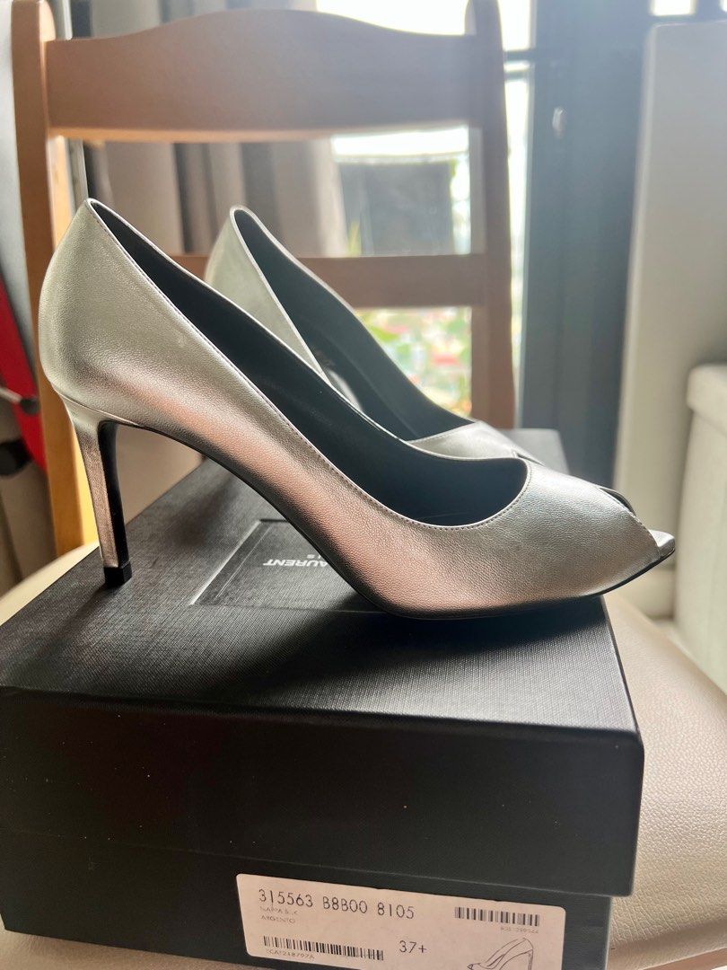 YSL Silver Pumps, Luxury, Sneakers & Footwear on Carousell